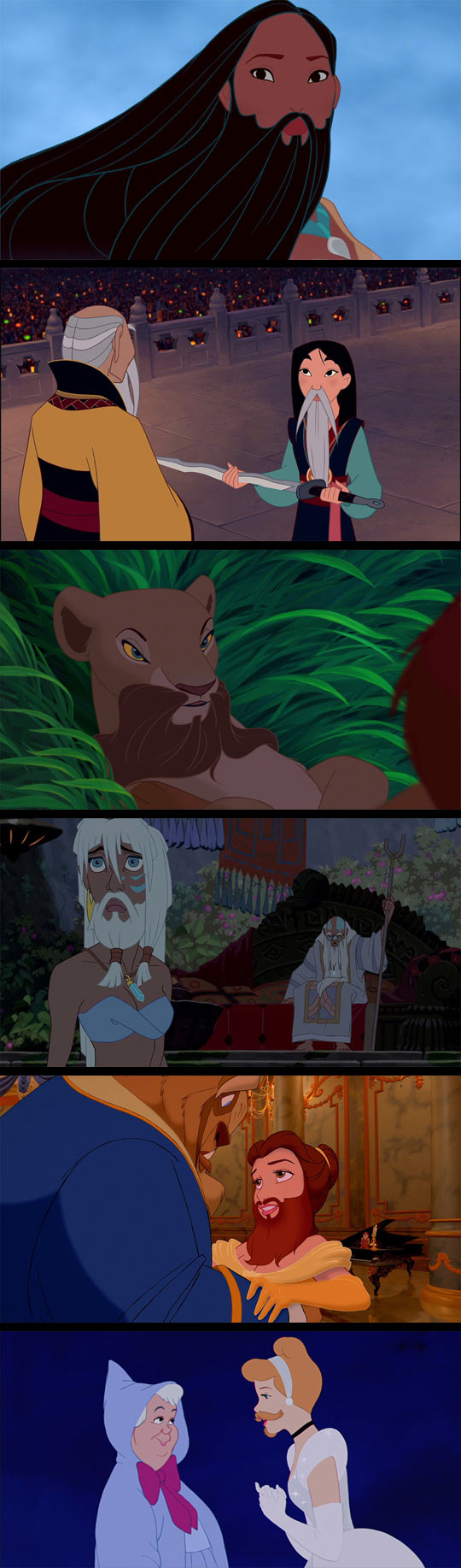 Disney princesses with dope beards…