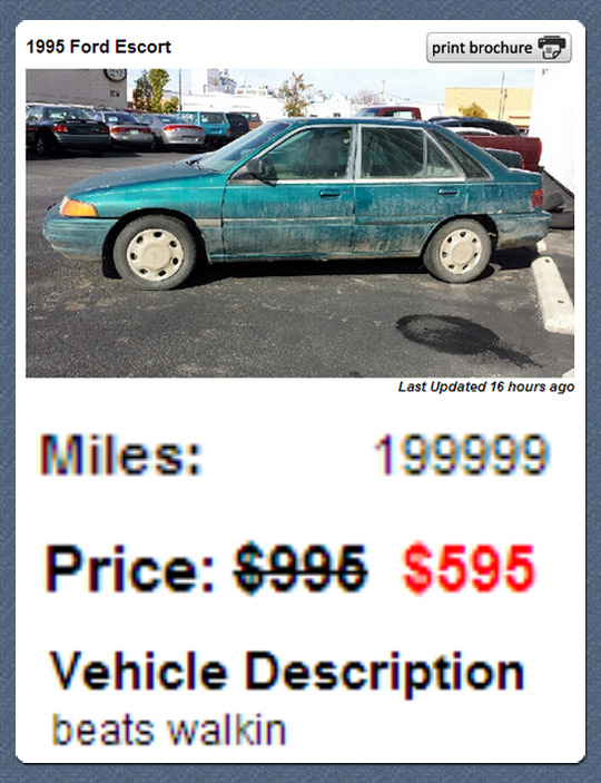 The most honest used car ad ever…