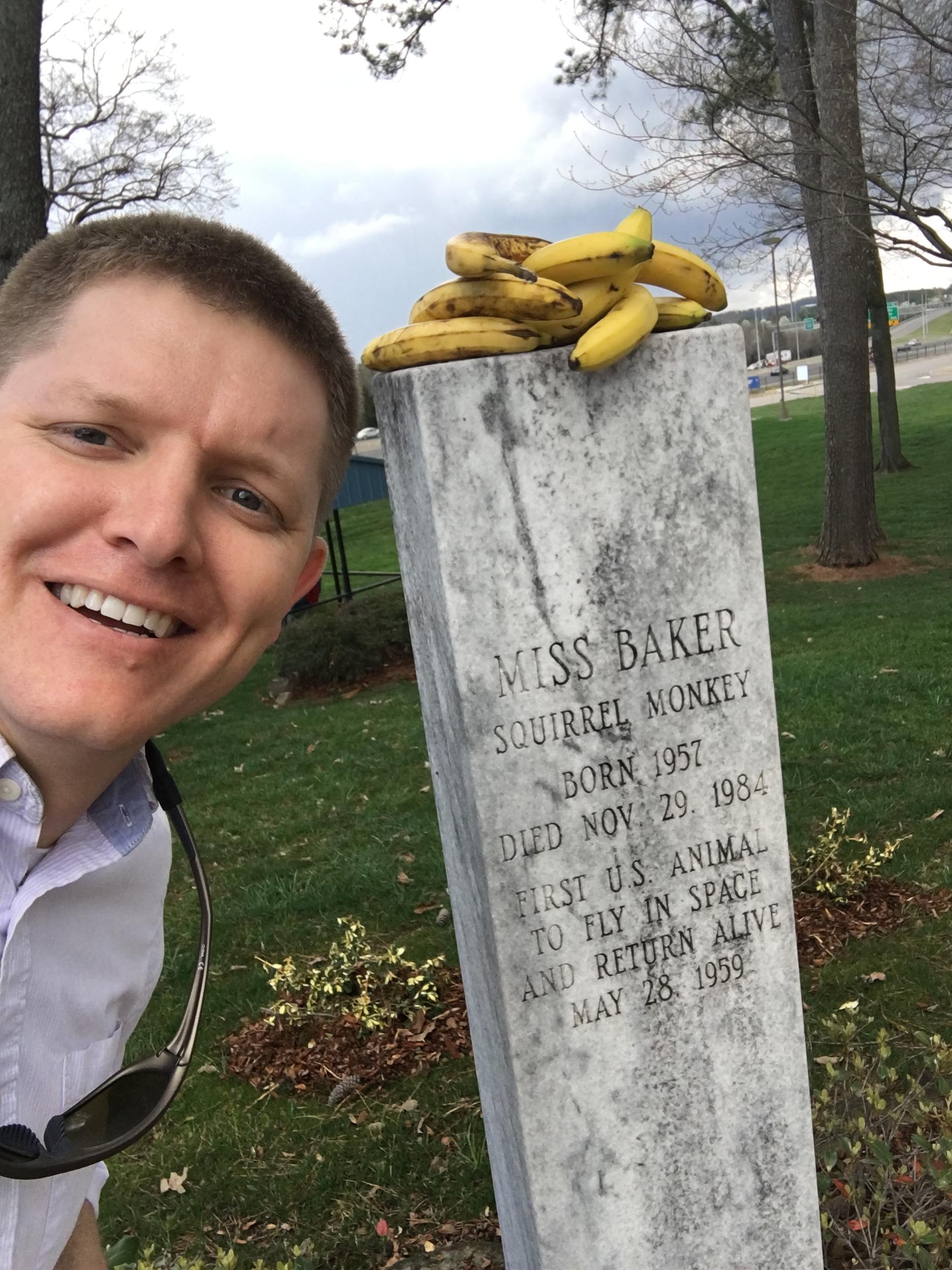 Visited a monkeynaut’s grave. Bananas for scale.