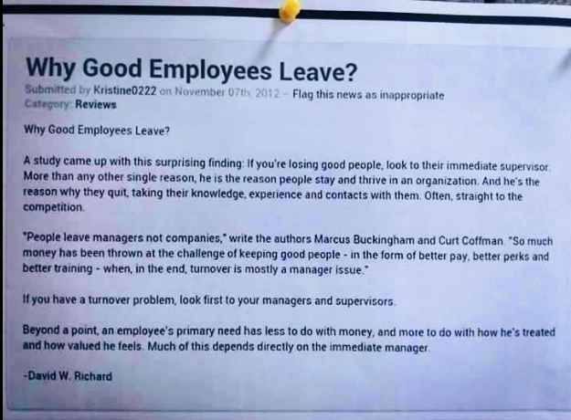 Why good employees leave?