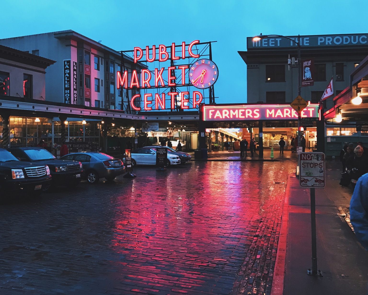 The end of a rainy day in Seattle.
