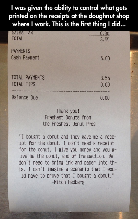 Donut Receipt.